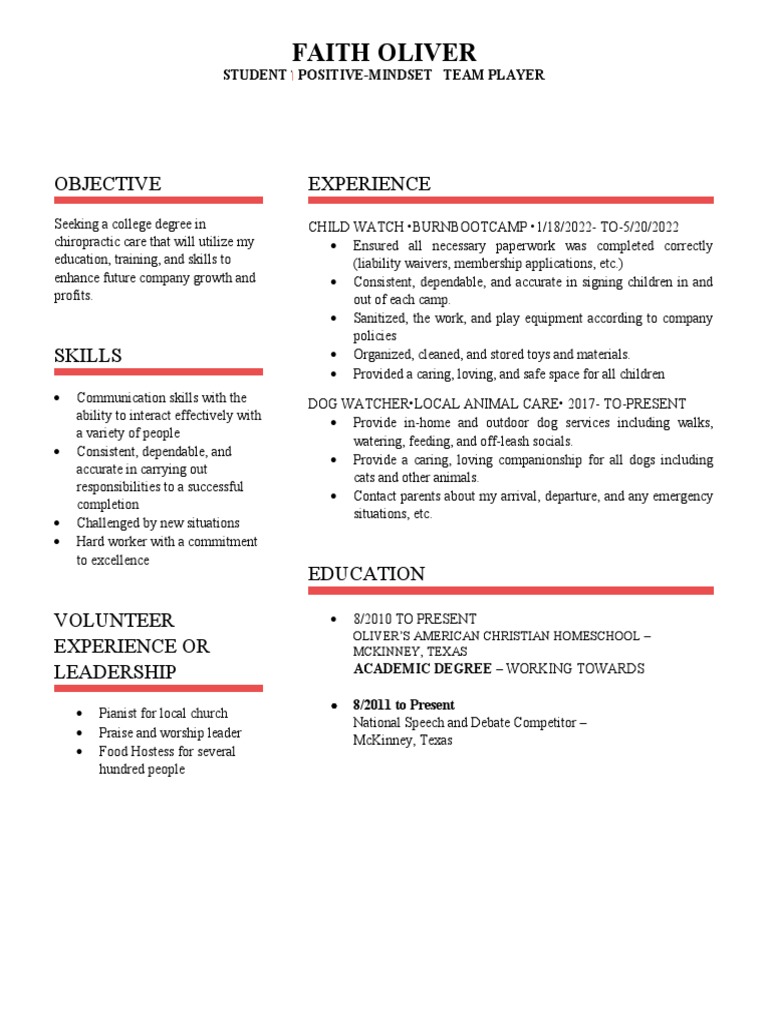 Faith Oliver Resume | PDF