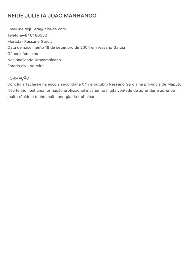 Neide Julieta João Manhango | PDF