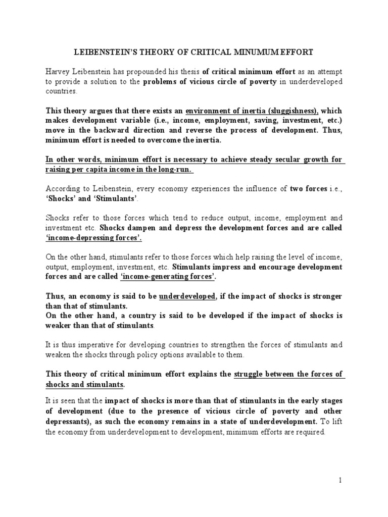 (Ma'ams Notes) LEIBENSTEIN'S THEORY OF CRITICAL MINUMUM EFFORT | PDF ...