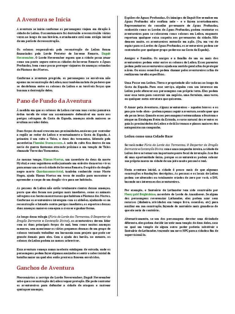 A Aventura Se Inicia: Dagult Neverember | PDF