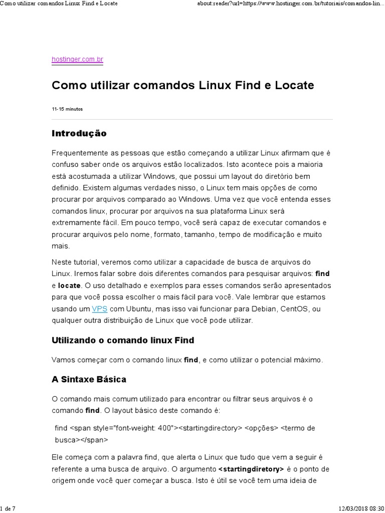 Comandos Find e Locate | PDF | Artes Linguísticas e Disciplina ...