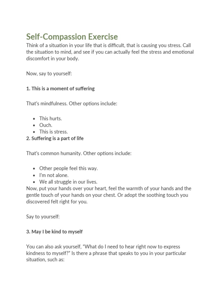 Self Compassion Exercise | PDF | Self-Improvement