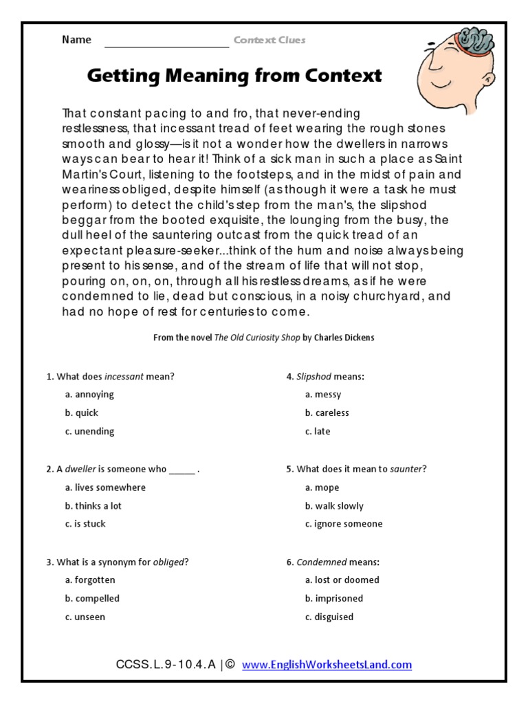 Context Clues Exercise | PDF | Young Adult