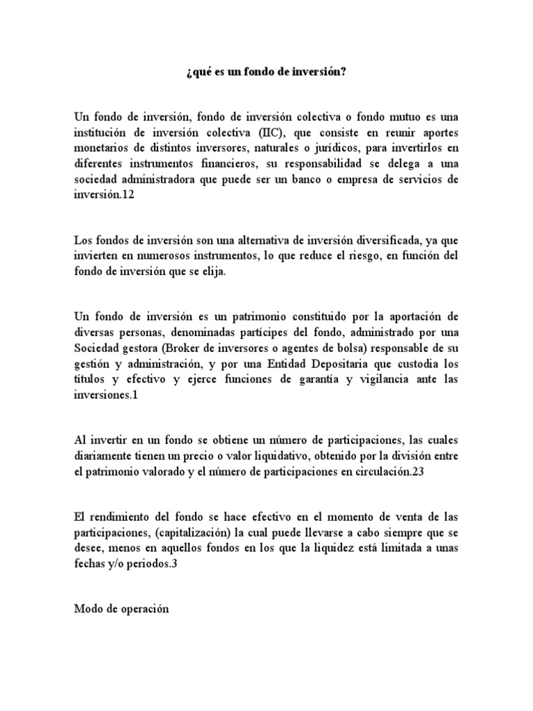 Qué Es Un Fondo de Inversión | PDF Qué Es Un Fondo de Inversión | PDF