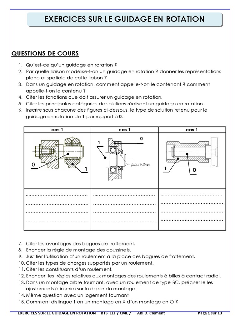 Guidage en Rotation Exos PDF | PDF