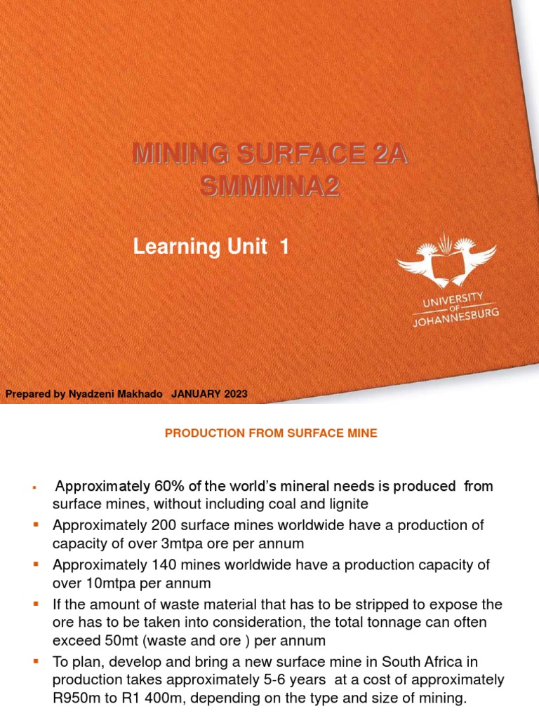 Learning Unit 1 - Mining Surface 2A - SMMMNA2 | PDF Learning Unit 1 - Mining Surface 2A - SMMMNA2 | PDF