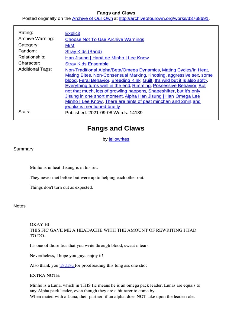 Fangs and Claws | PDF