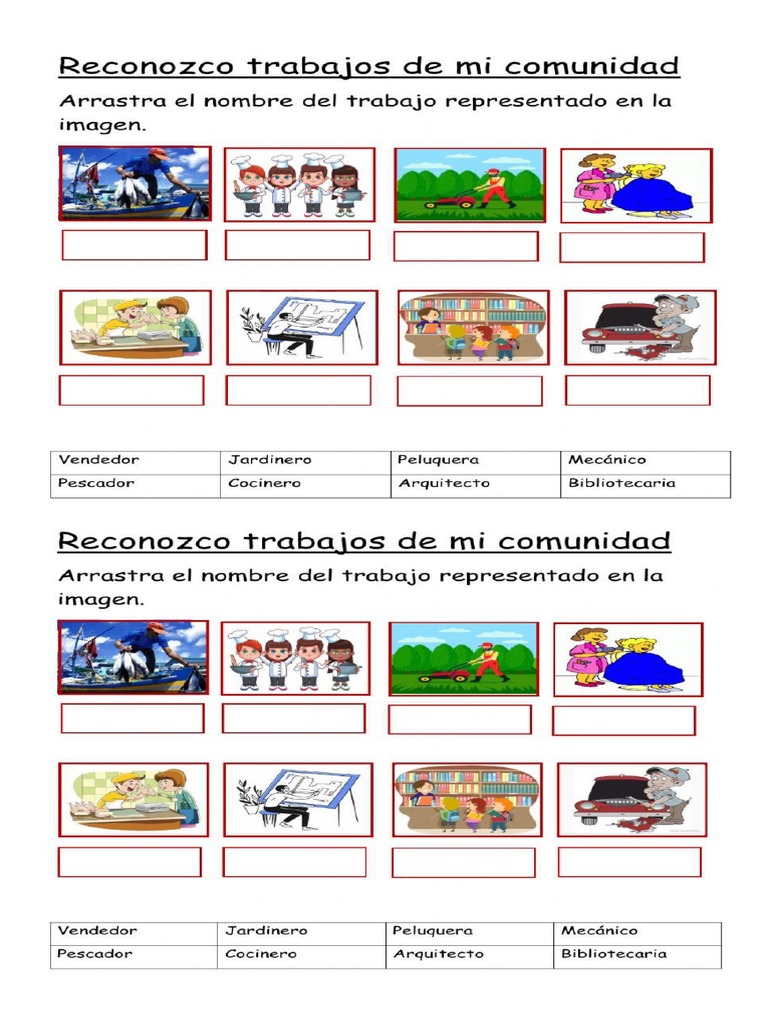 Ficha Los Trabajos de Mi Comunidad | PDF