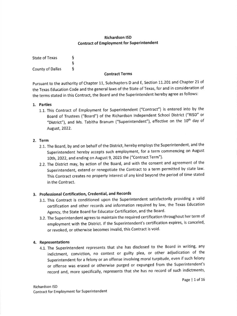 Richardson ISD Contract | PDF