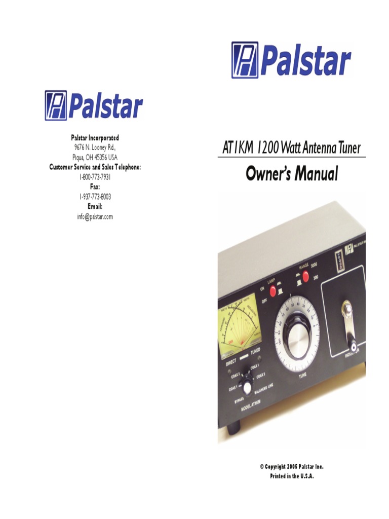 Palstar AT-1KM User | PDF | Coaxial Cable | Inductor