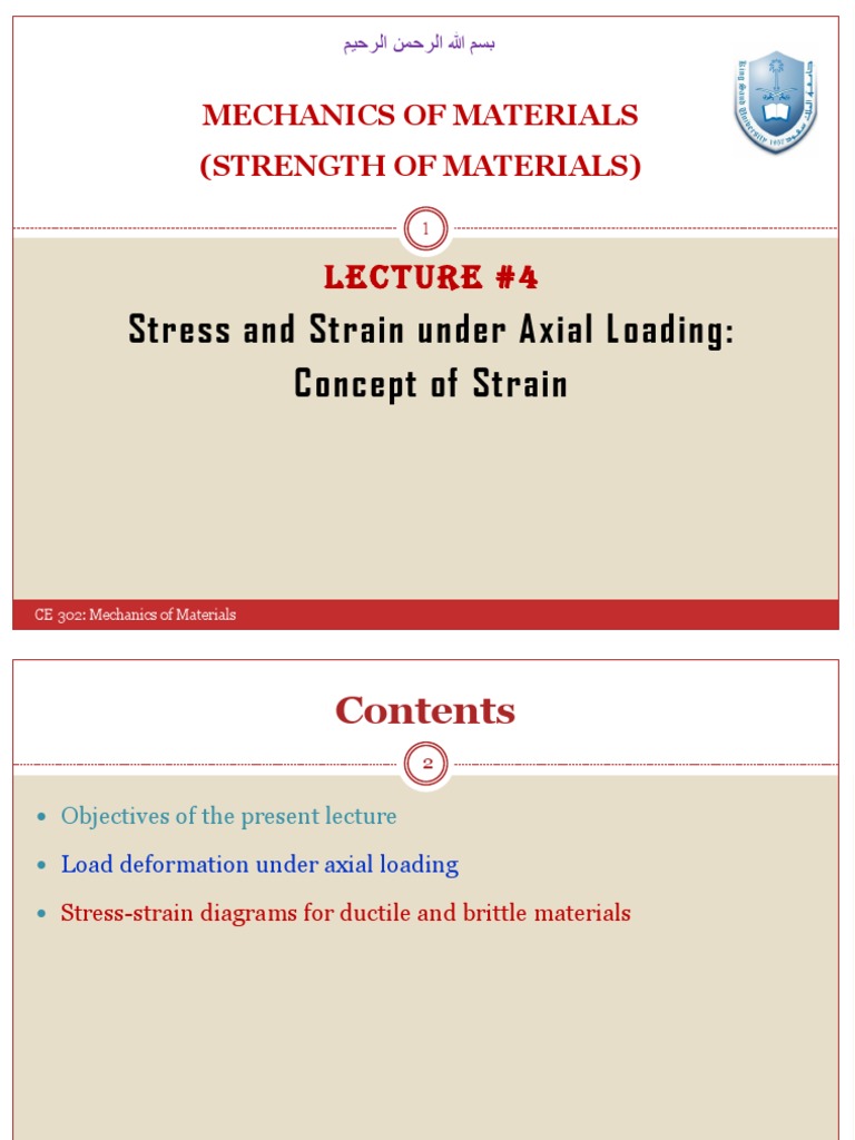 CE 302-Lecture-4 - Stress and Strain Under Axial Loading-Concept of ...