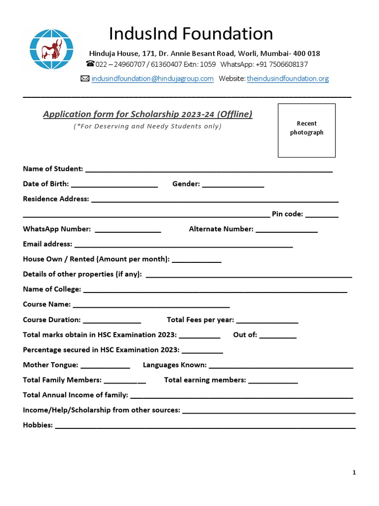 Scholarship Form 2023-24 | PDF | Payments | Taxes
