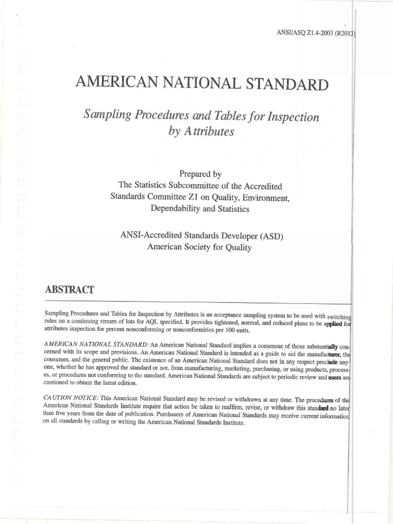 ANSI_ASQ Z1.4-2003(R2013) | PDF