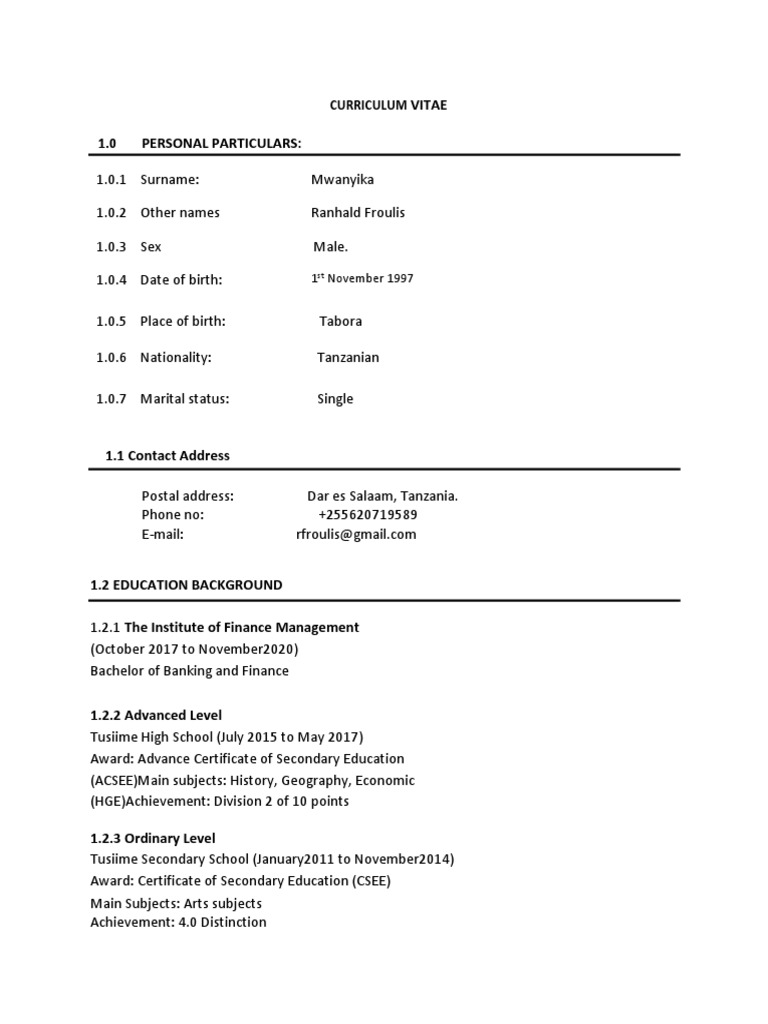 Retail Management and UX Design CV | PDF | Tanzania | Service Industries