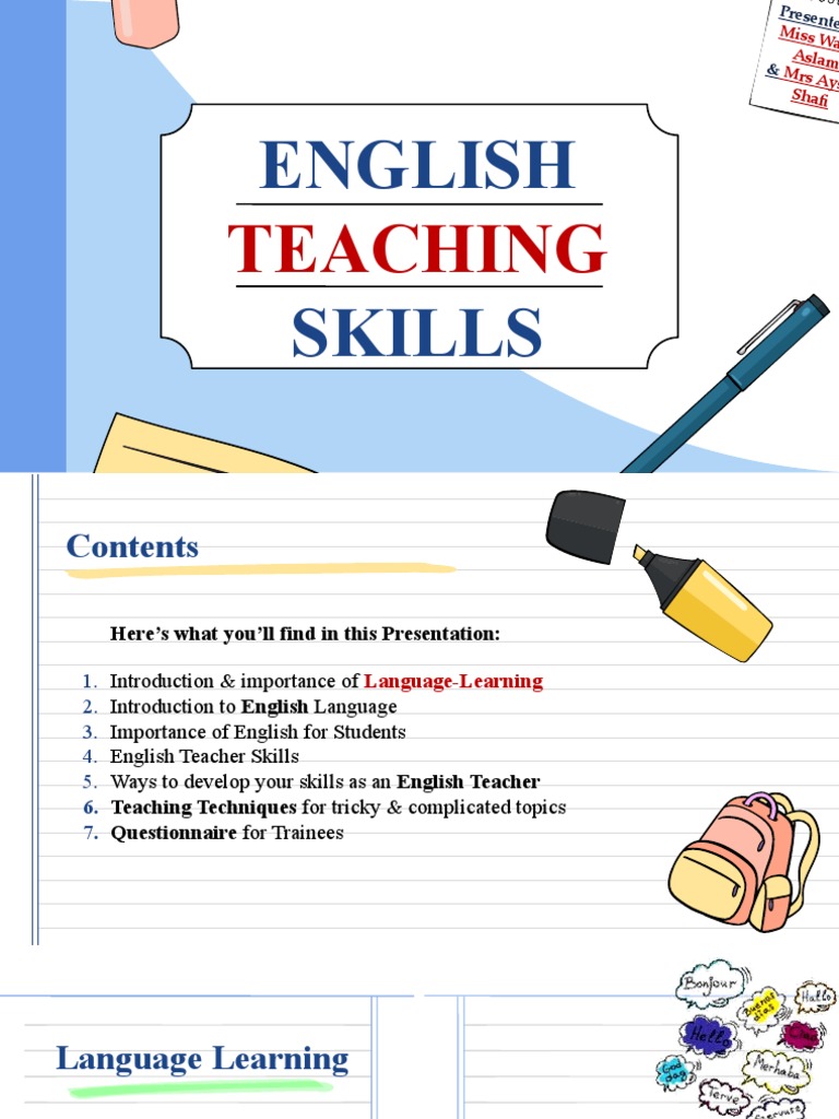English Teaching Skills Presentation by Warda Aslam | PDF | Teachers ...