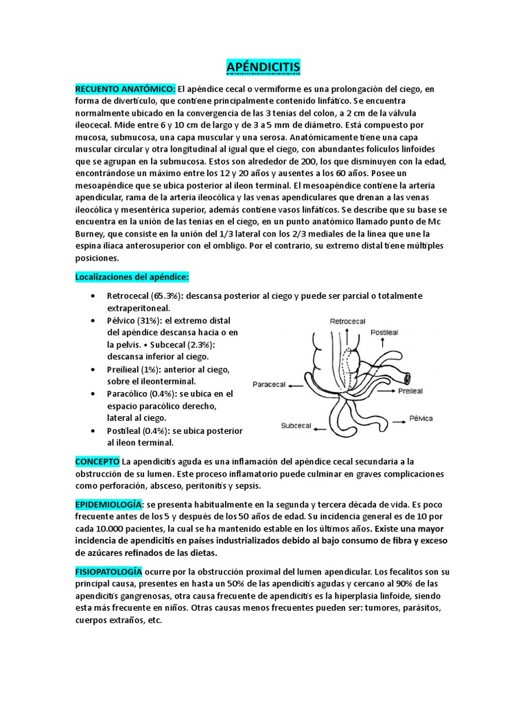 Apendicitis: Anatomía y Diagnóstico | PDF | Especialidades Medicas ...