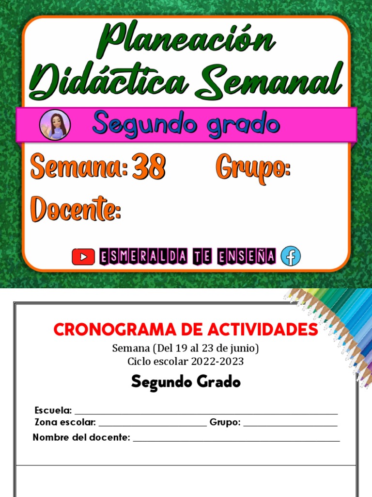 ?2° S38 PLANEACIÓN SEMANAL Esmeralda Te Enseña | PDF | Evaluación | Paz