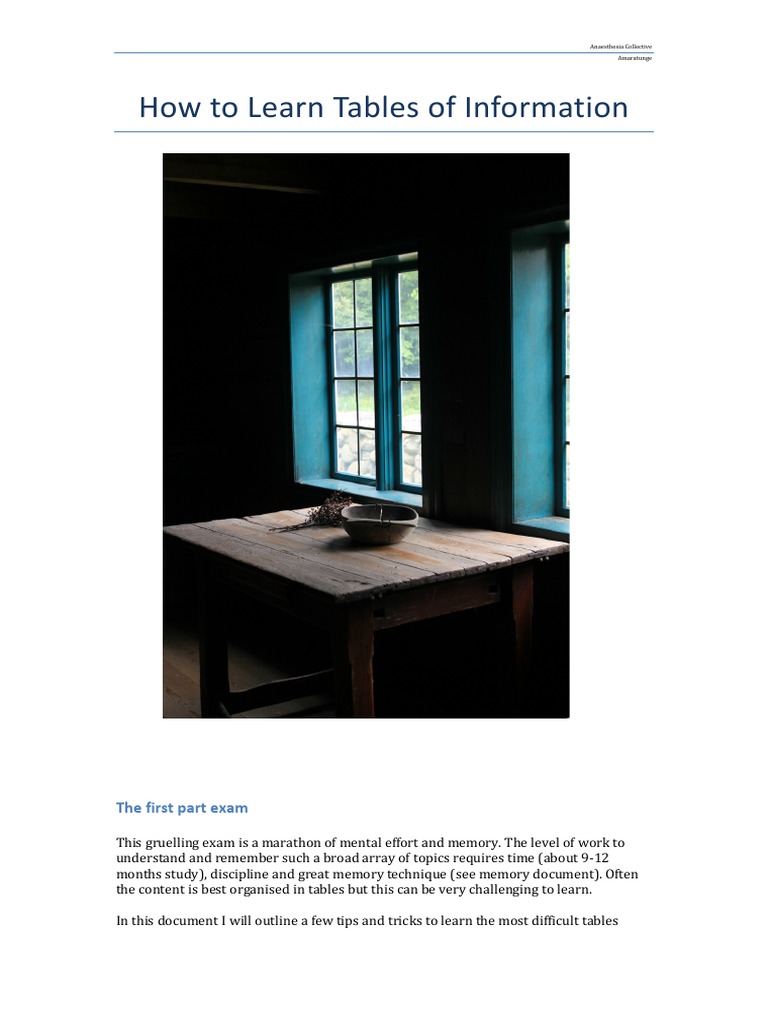 How To Learn Tables Document | PDF