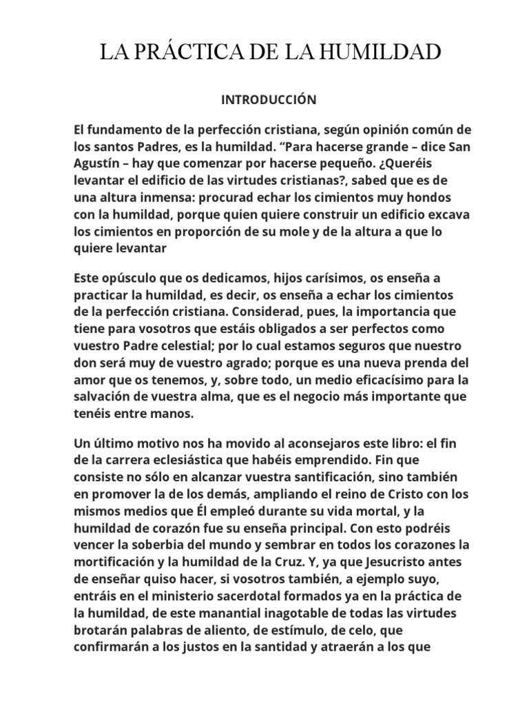 Humildad: Fundamento de Perfección | PDF | Pecado | Amor