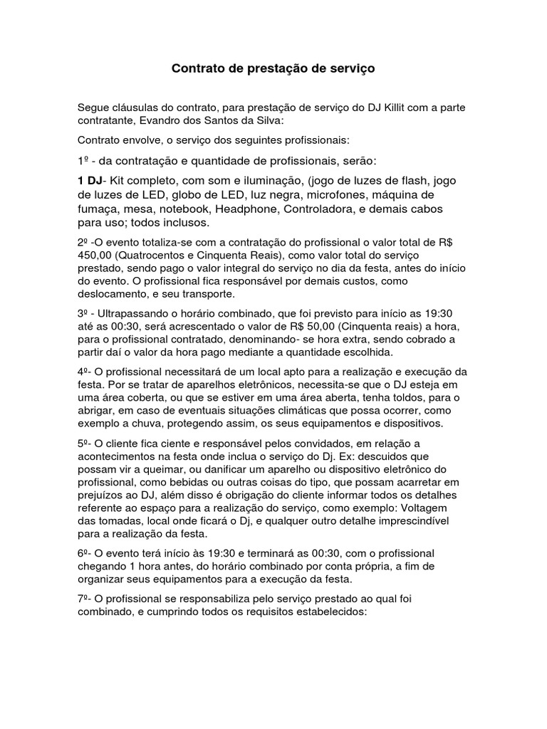 CONTRATO DJ KILLIT - Evandro-1 | PDF