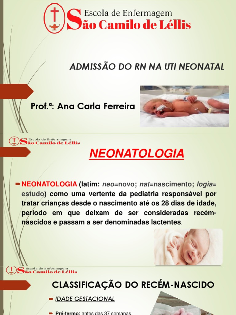Admissão de RN na UTI Neonatal | PDF | Neonatologia | Infância