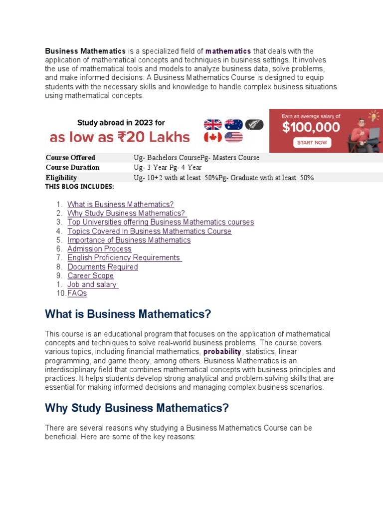 business mathematics | PDF