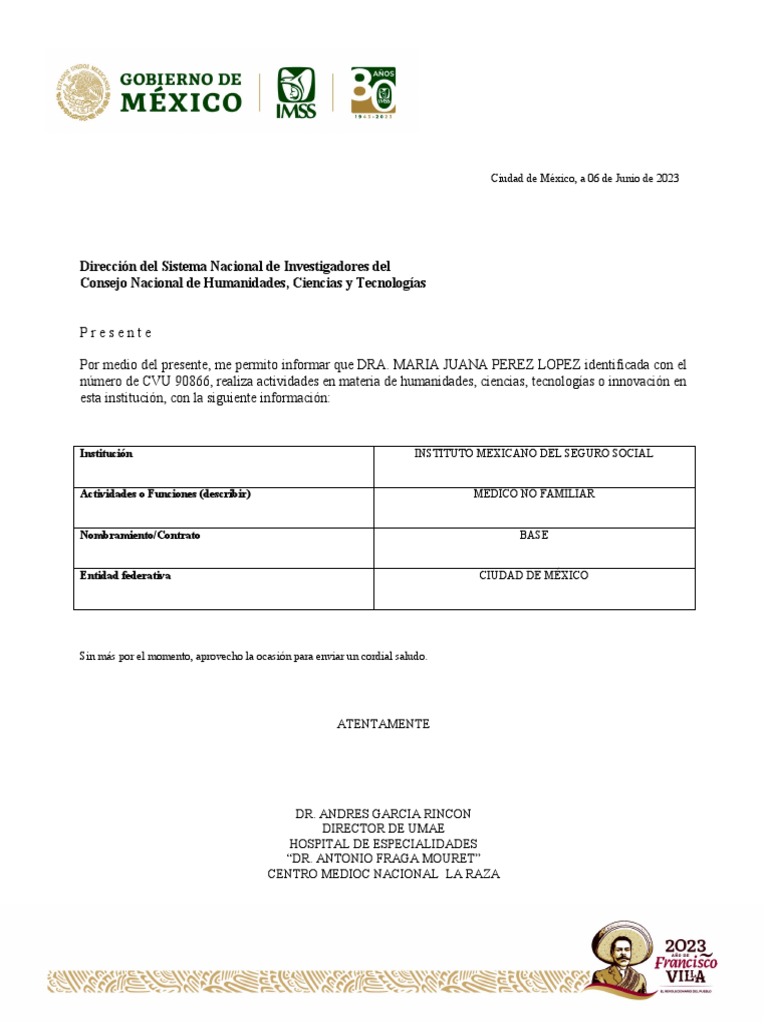 IMSS Hoja Membretada 2023 | PDF