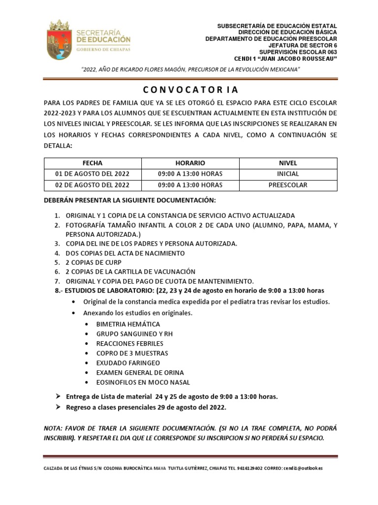 Convocatoria Cendi 2022-2023 | PDF