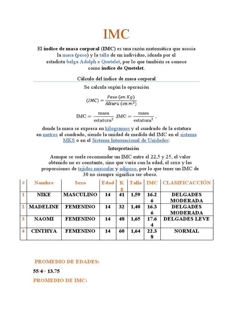 Tabla Imc | PDF
