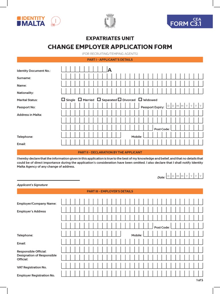 Form-C3.1-Single-Work-Permit-Change-in-Employer-Application-for ...