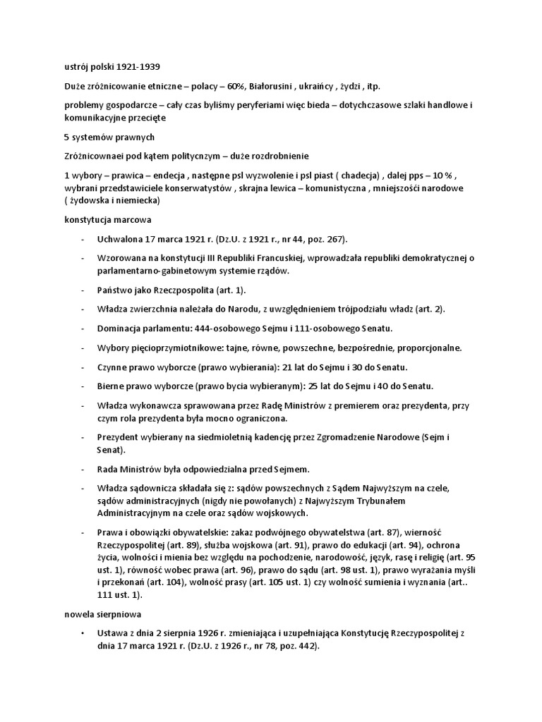 12 - Ustrój 2 RP Przed Zamachem Majowym | PDF