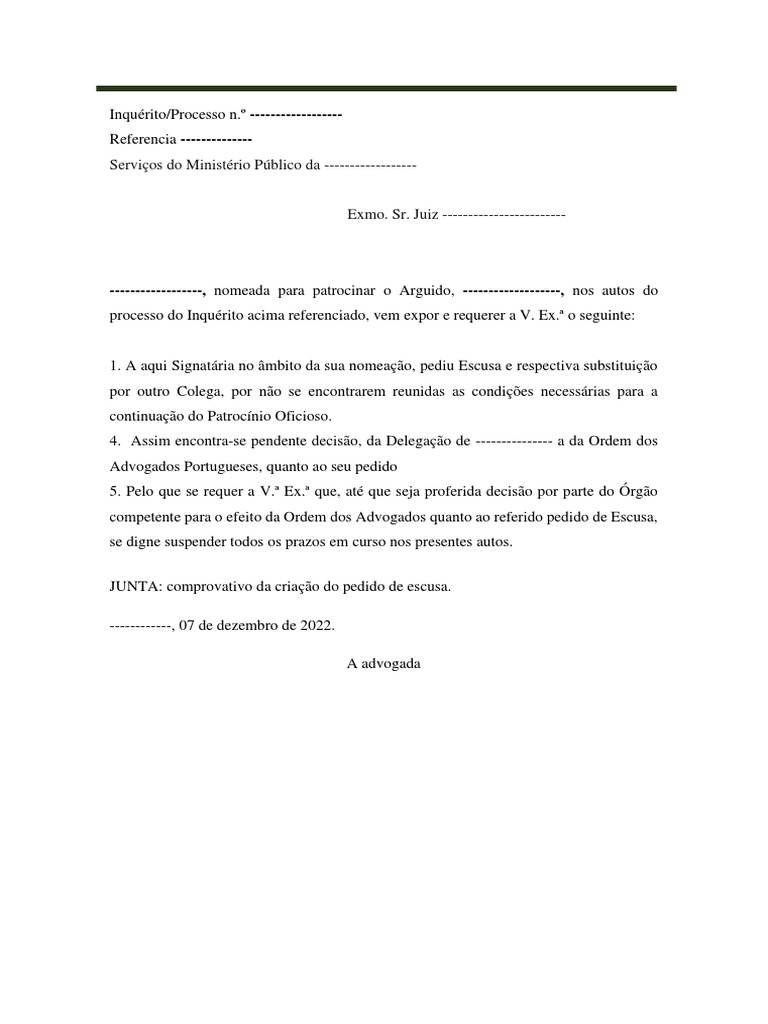 Pedido de Escusa | PDF