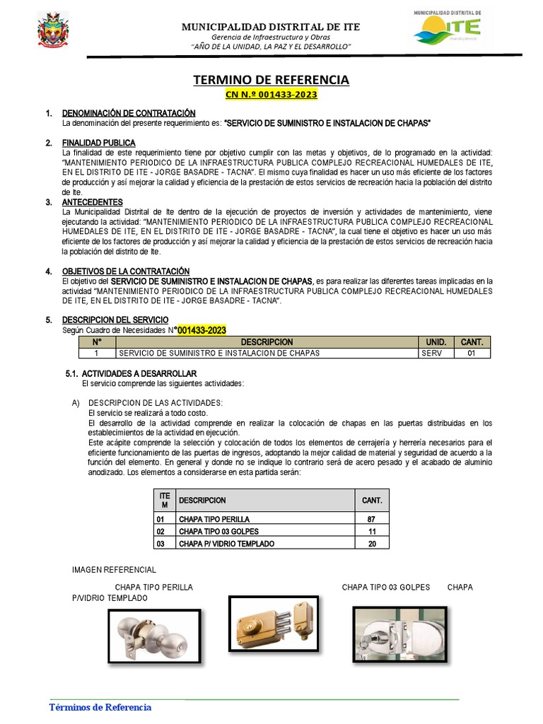 TDR Servicio de Chapas | PDF TDR Servicio de Chapas | PDF