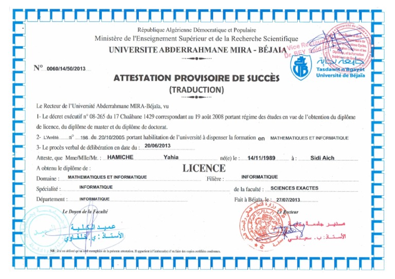 Diplôme Licence | PDF