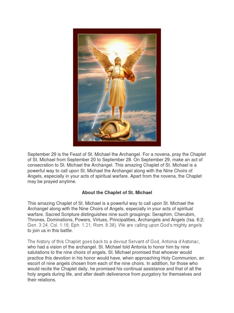 Novena To St. Michael The Archangel | PDF | Michael (Archangel) | Angel