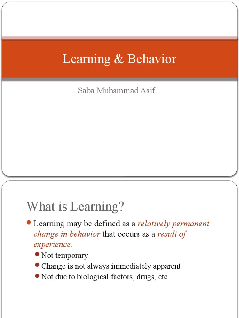 Learning Behavior | PDF | Classical Conditioning | Reinforcement