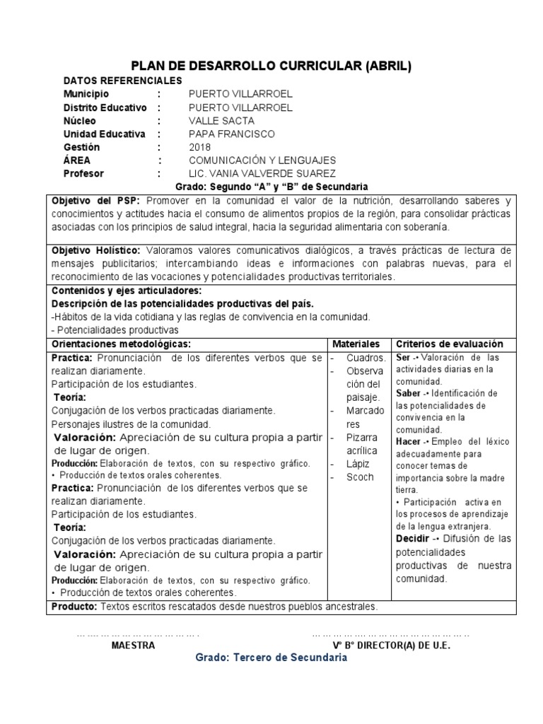 Plan de Desarrollo Curricular | PDF | Traducciones | Holismo