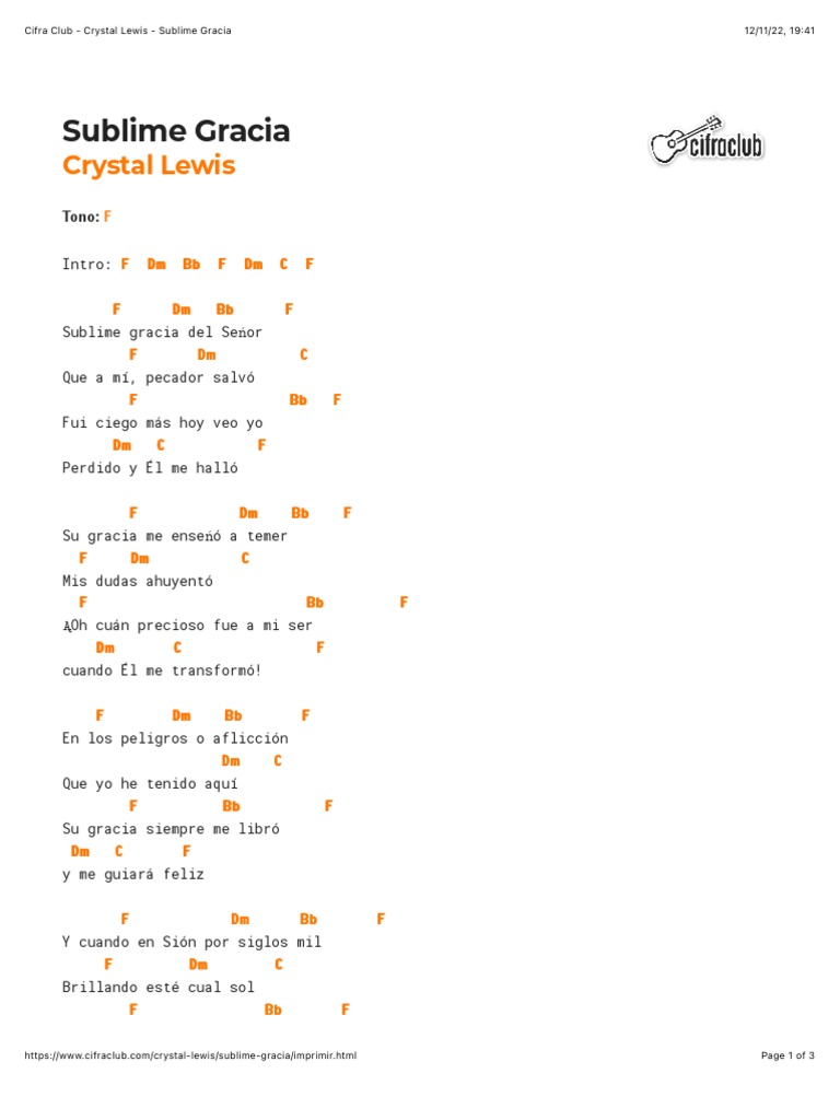 Cifra Club - Crystal Lewis - Sublime Gracia | PDF