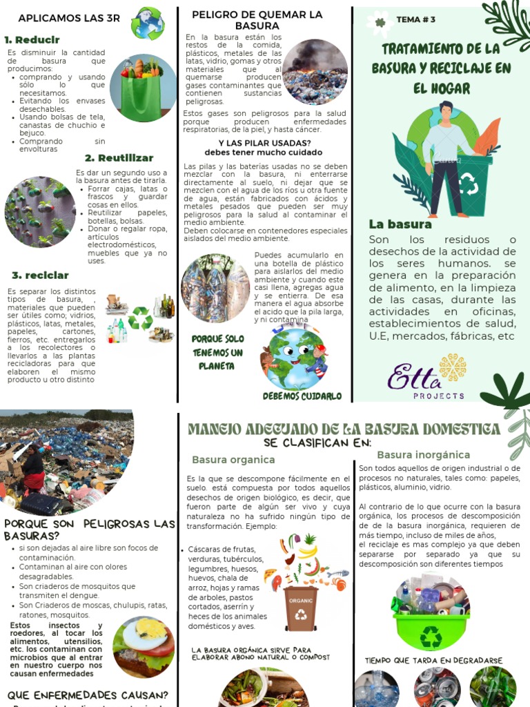 Triptico Tratamiento de La Basura y Reciclaje en El Hogar | PDF | Residuos | Reciclaje