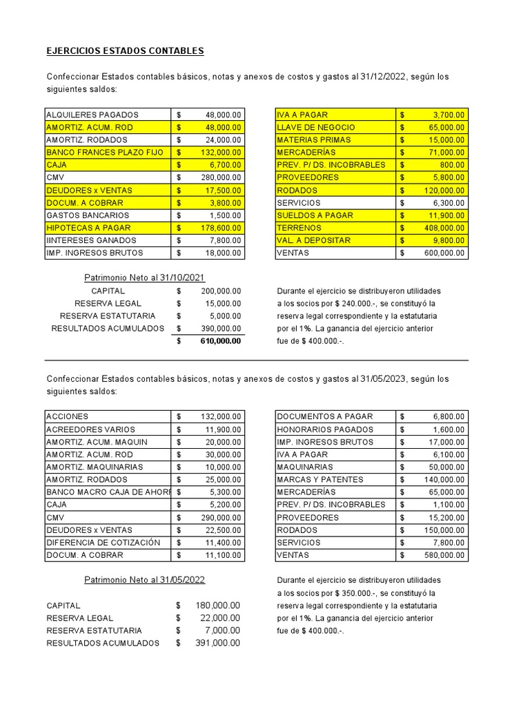 Ejercicios EECC 2023 | PDF | Bancos | Hoja de balance