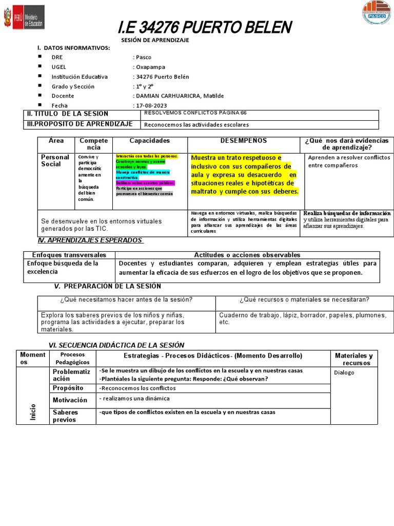 Sesion Personal Social 17-08-2023 | PDF | Aprendizaje | Enseñando Sesion Personal Social 17-08-2023 | PDF | Aprendizaje | Enseñando