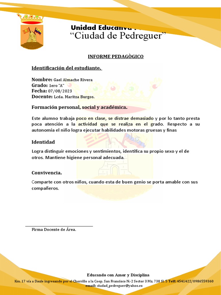 Informe Escuela | PDF