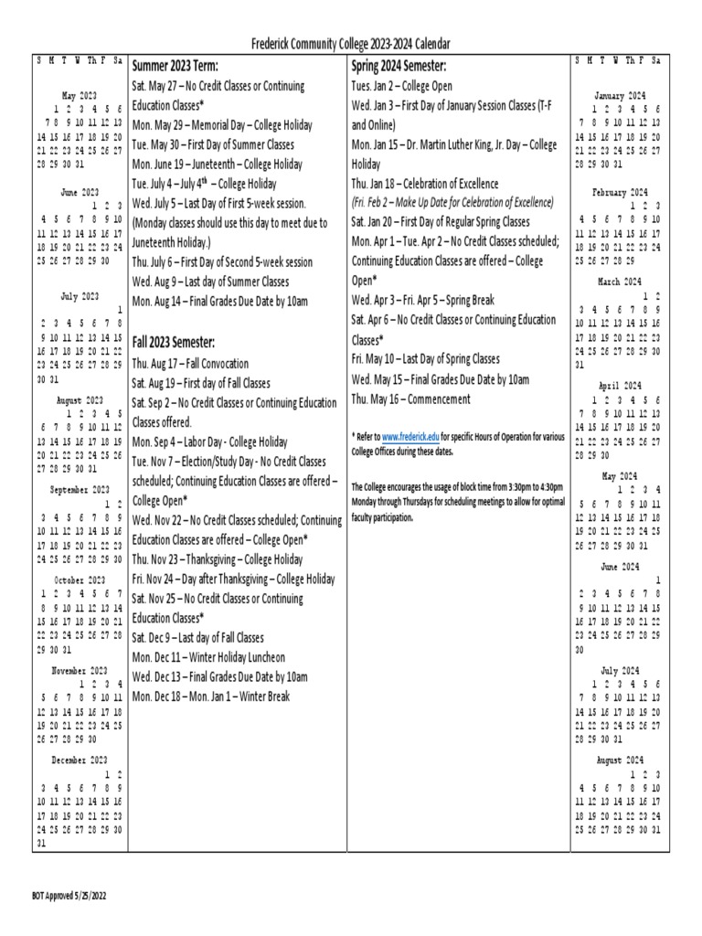 2023-2024 Calendar BOT Approved 052522 | PDF