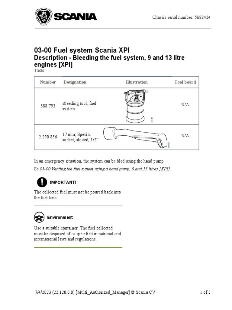 Scania XPI Fuel System Bleeding Guide | PDF | Vehicles | Mechanical ...