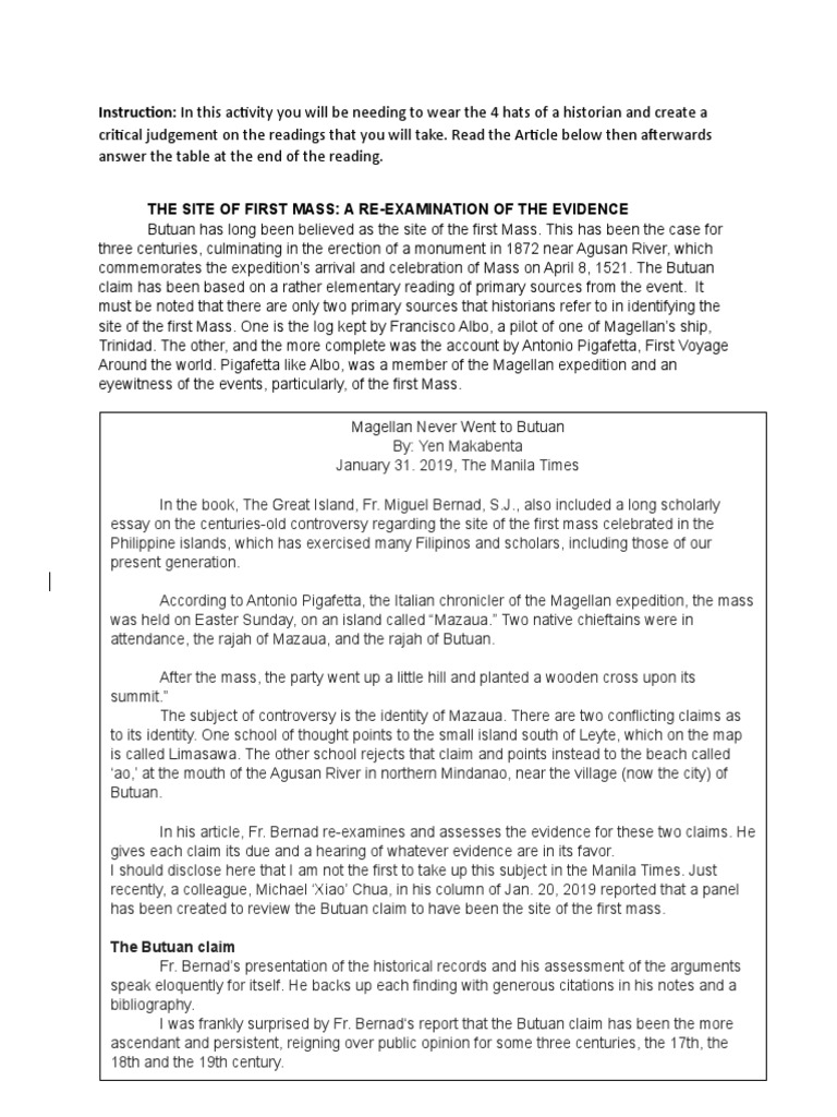 Historians Debate First Mass Site | PDF