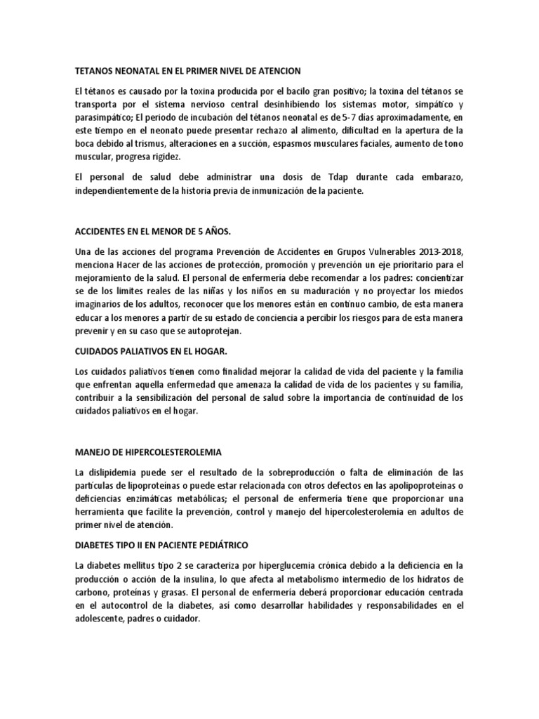 Tetanos Neonatal en El Primer Nivel de Atencion | PDF