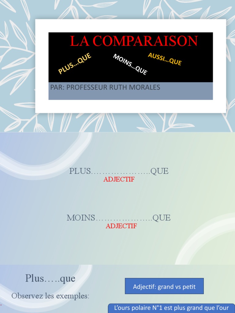 LA COMPARAISON Nivel Pre-Intermedio | PDF