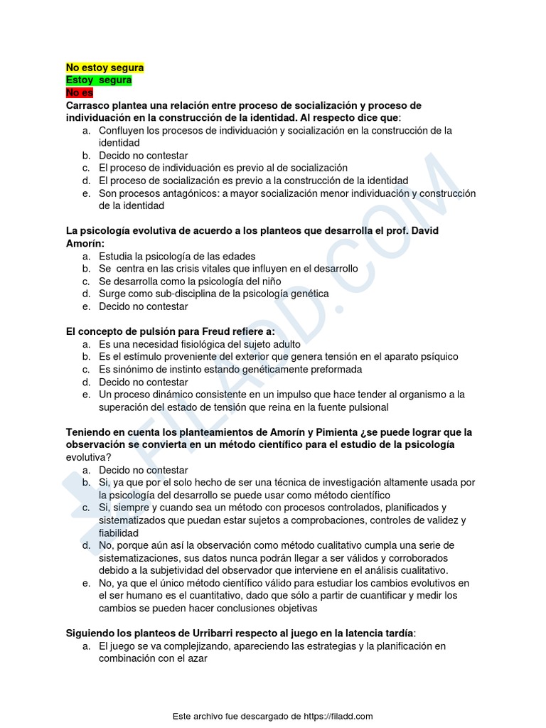 Preguntas psico desarrollo (4) | PDF | Sicología | Pensamiento