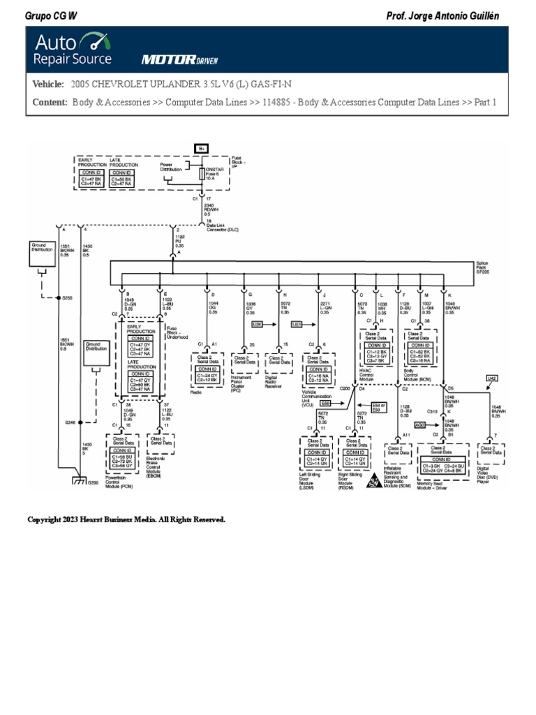 2005 Chevrolet Uplander Body & Accessories Computer Data Lines | PDF