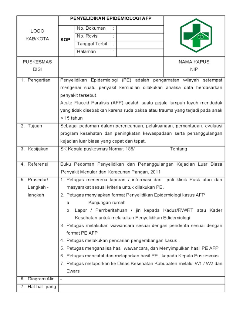 Sop Penyelidikan Epidemiologi Afp | PDF
